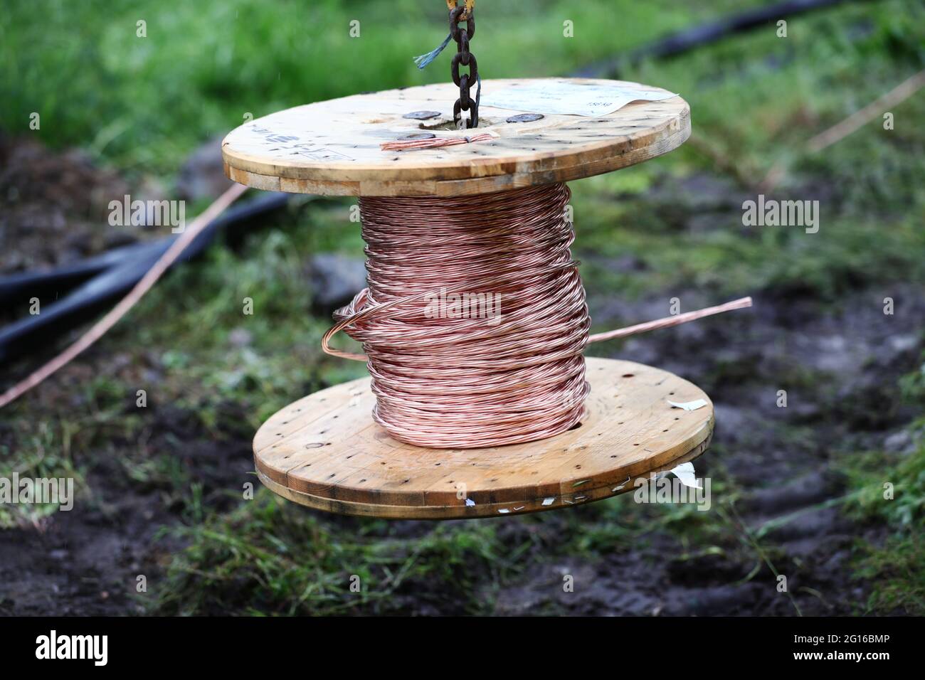 Copper wire on a construction site Stock Photo - Alamy