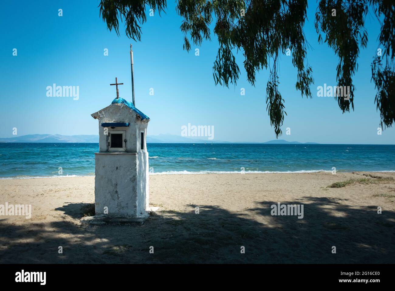 Kandylakia - typical greek miniature roadside shrine on the beach of ...