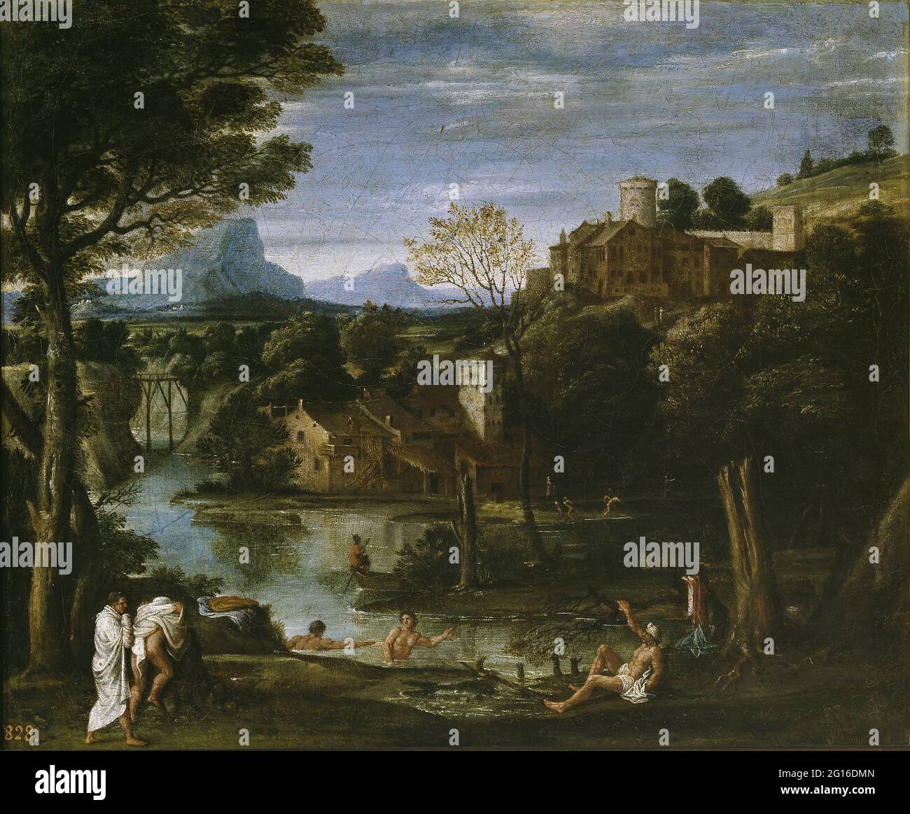 Annibale Carracci - Landscape with Bathers Stock Photo - Alamy