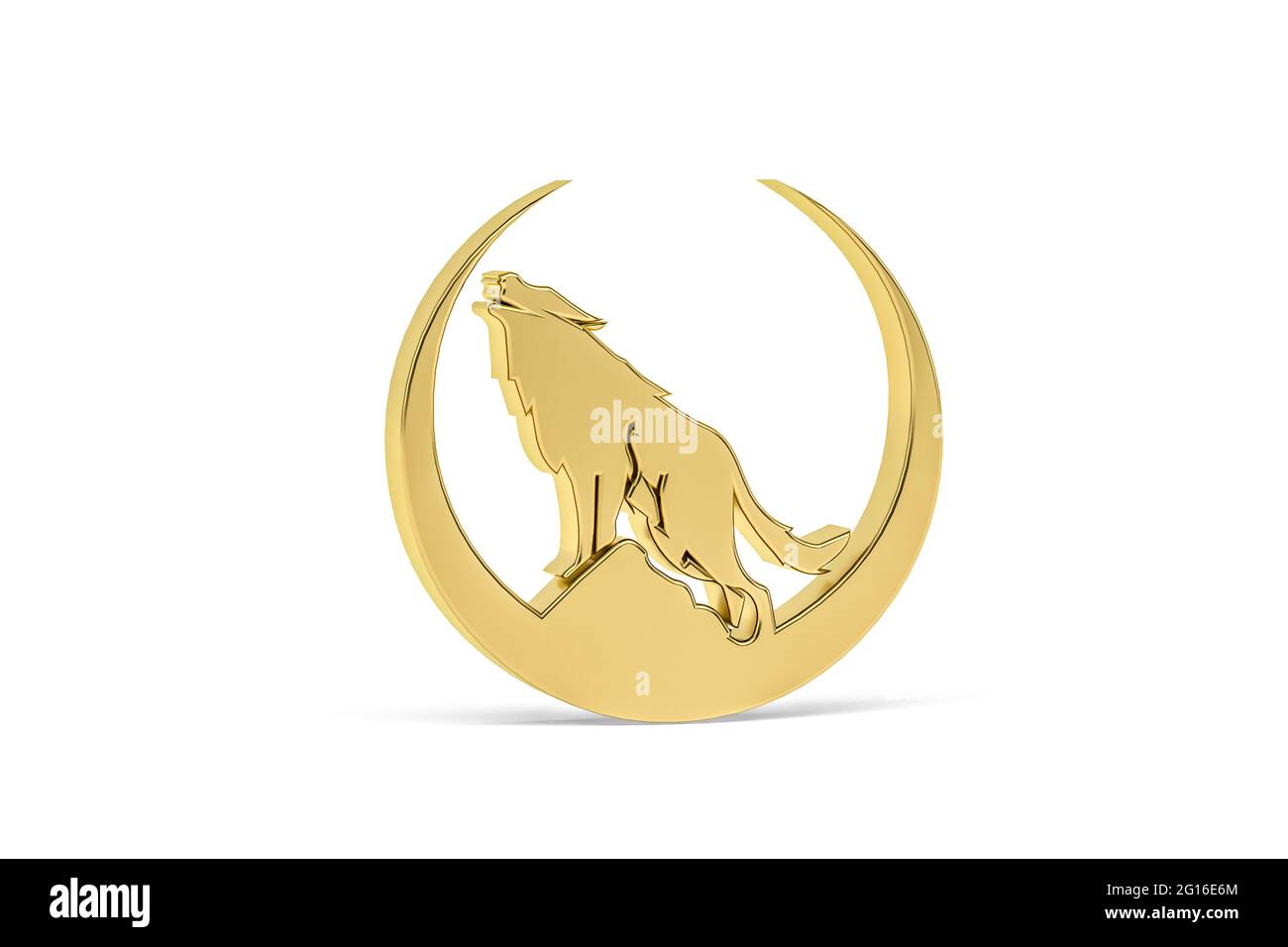 Golden 3d wolf icon isolated on white background - 3d render Stock ...
