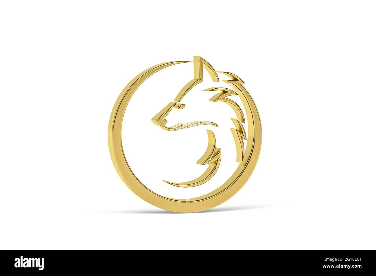 Golden 3d wolf icon isolated on white background - 3d render Stock ...