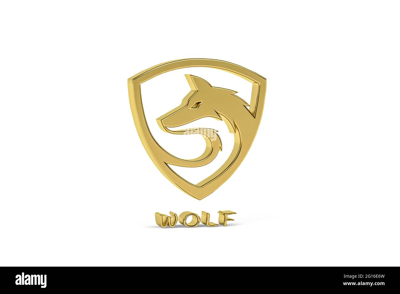 Golden 3d wolf icon isolated on white background - 3d render Stock ...