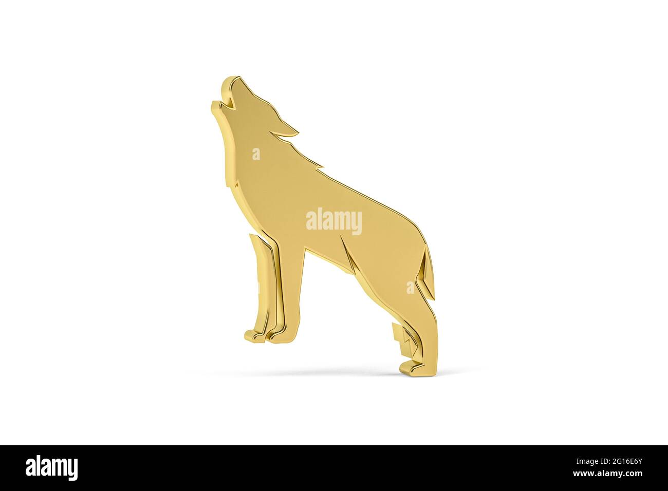 Golden 3d wolf icon isolated on white background - 3d render Stock ...