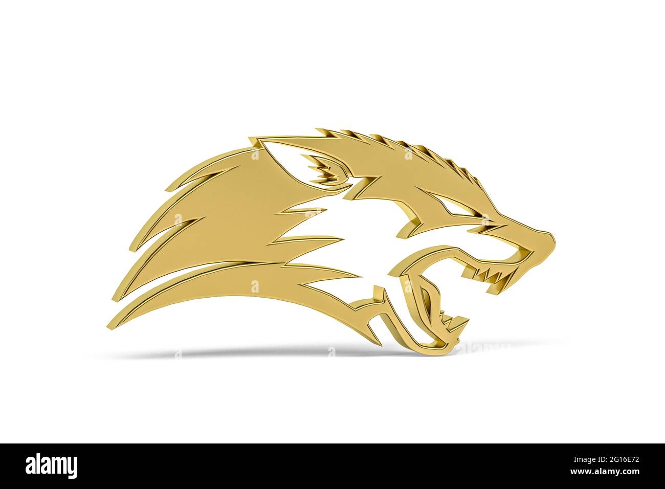 Golden 3d wolf icon isolated on white background - 3d render Stock ...