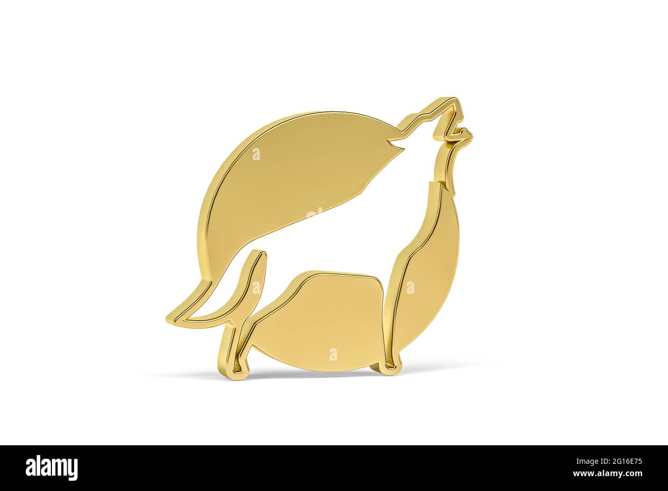 Golden 3d wolf icon isolated on white background - 3d render Stock ...