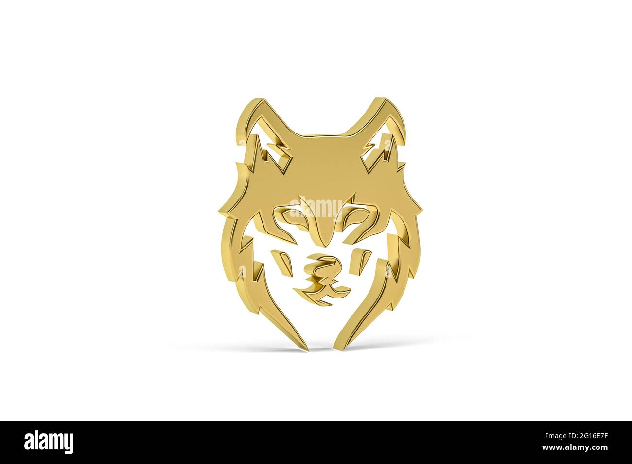 Golden 3d wolf icon isolated on white background - 3d render Stock ...