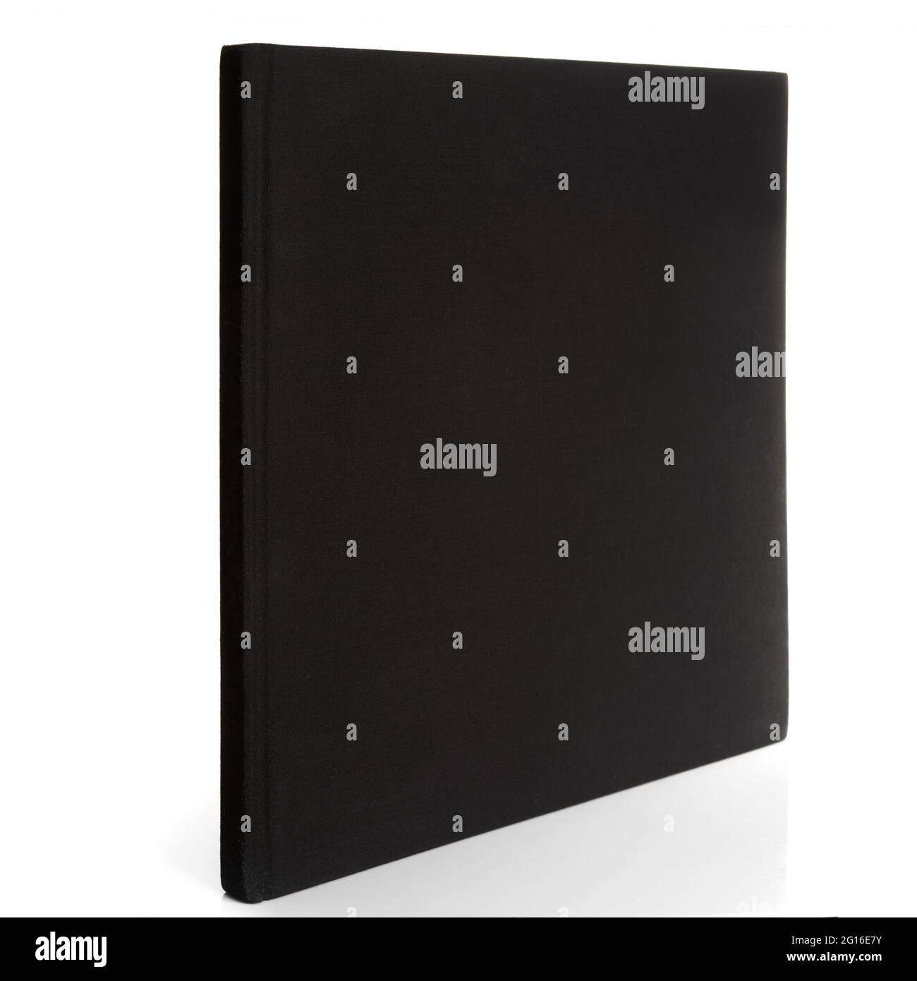 Square hardcover black book isolated on white background, copy space ...