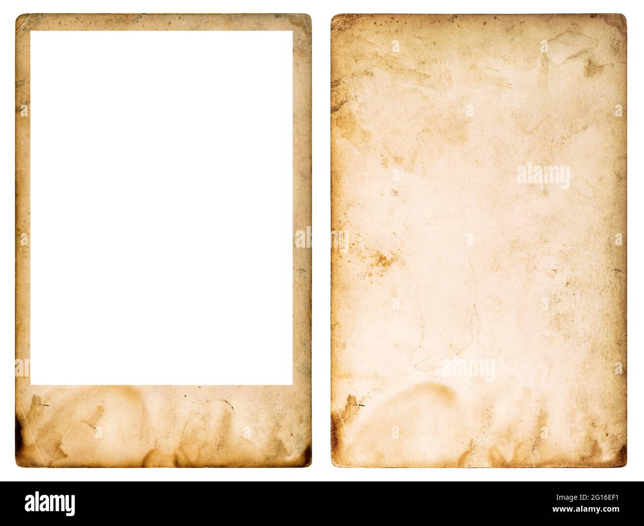 Old Paper Photo Frame. Used Vintage Cardboard Isolated On White 