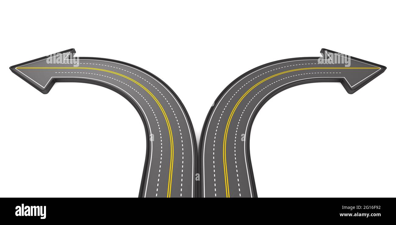 direction of road on white background. Isolated 3D illustration Stock ...