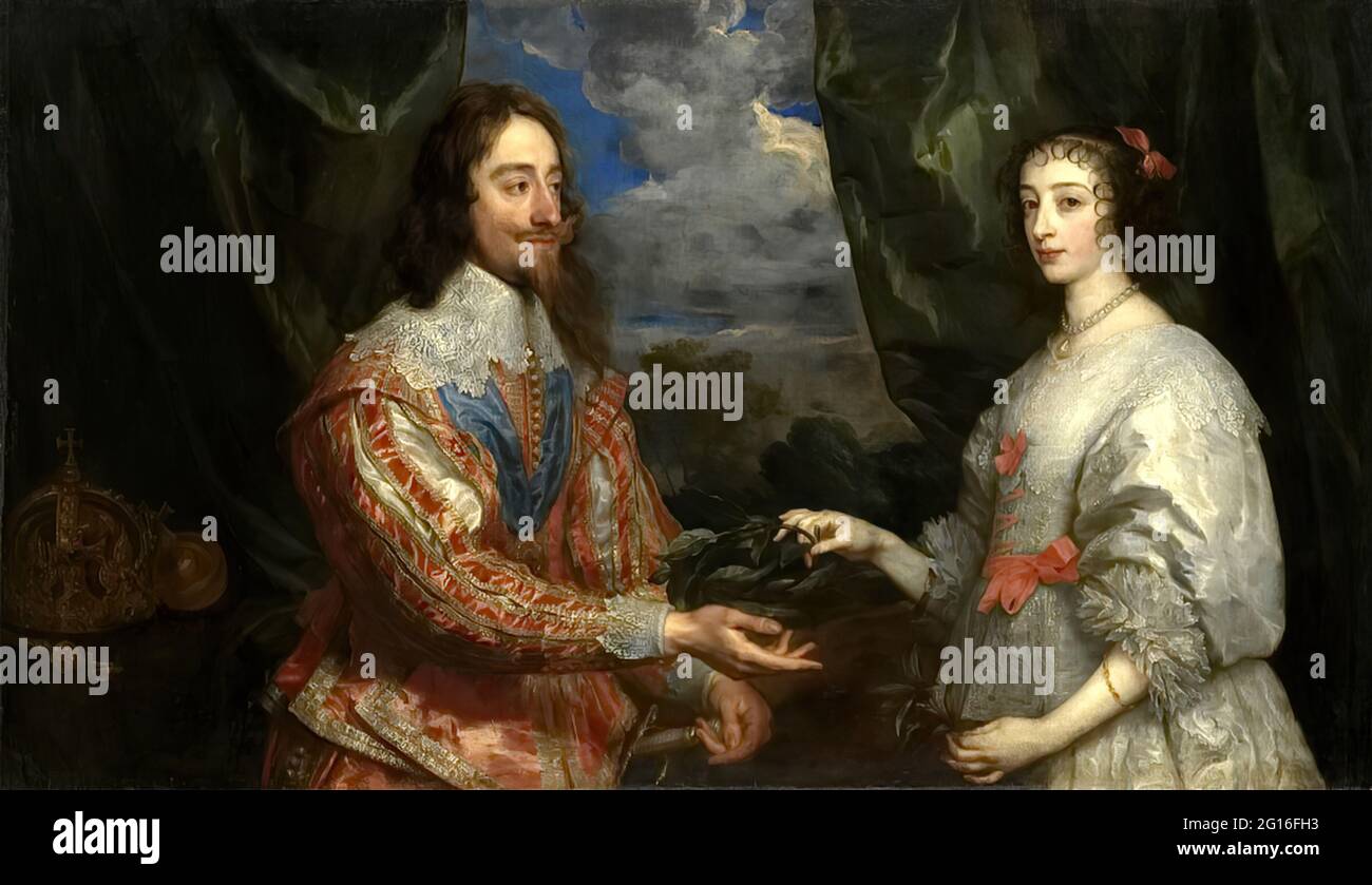 Anton Van Dyck - Charles I and Henrietta Maria Holding a Laurel Wreath ...