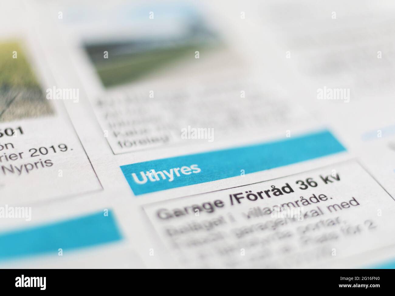 Rental advertisement in a daily newspaper Stock Photo - Alamy