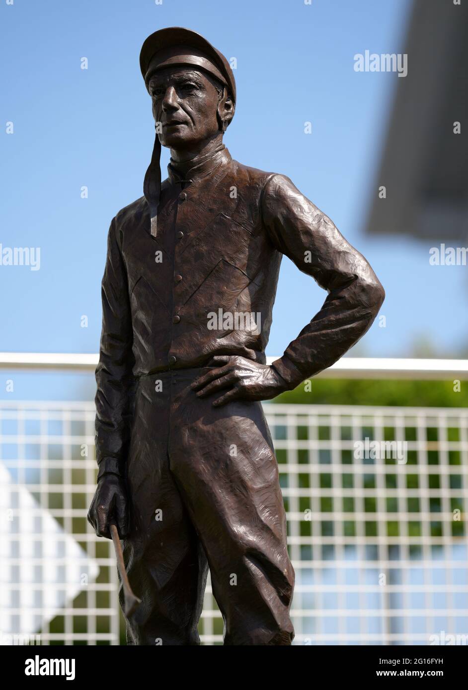 A view of the Lester Piggott statue at Epsom Racecourse. Picture date ...