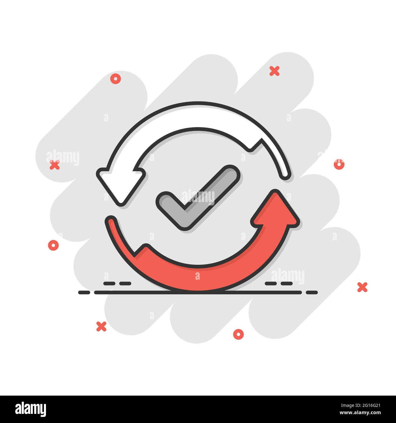 Check mark sign icon in comic style. Confirm button cartoon vector ...