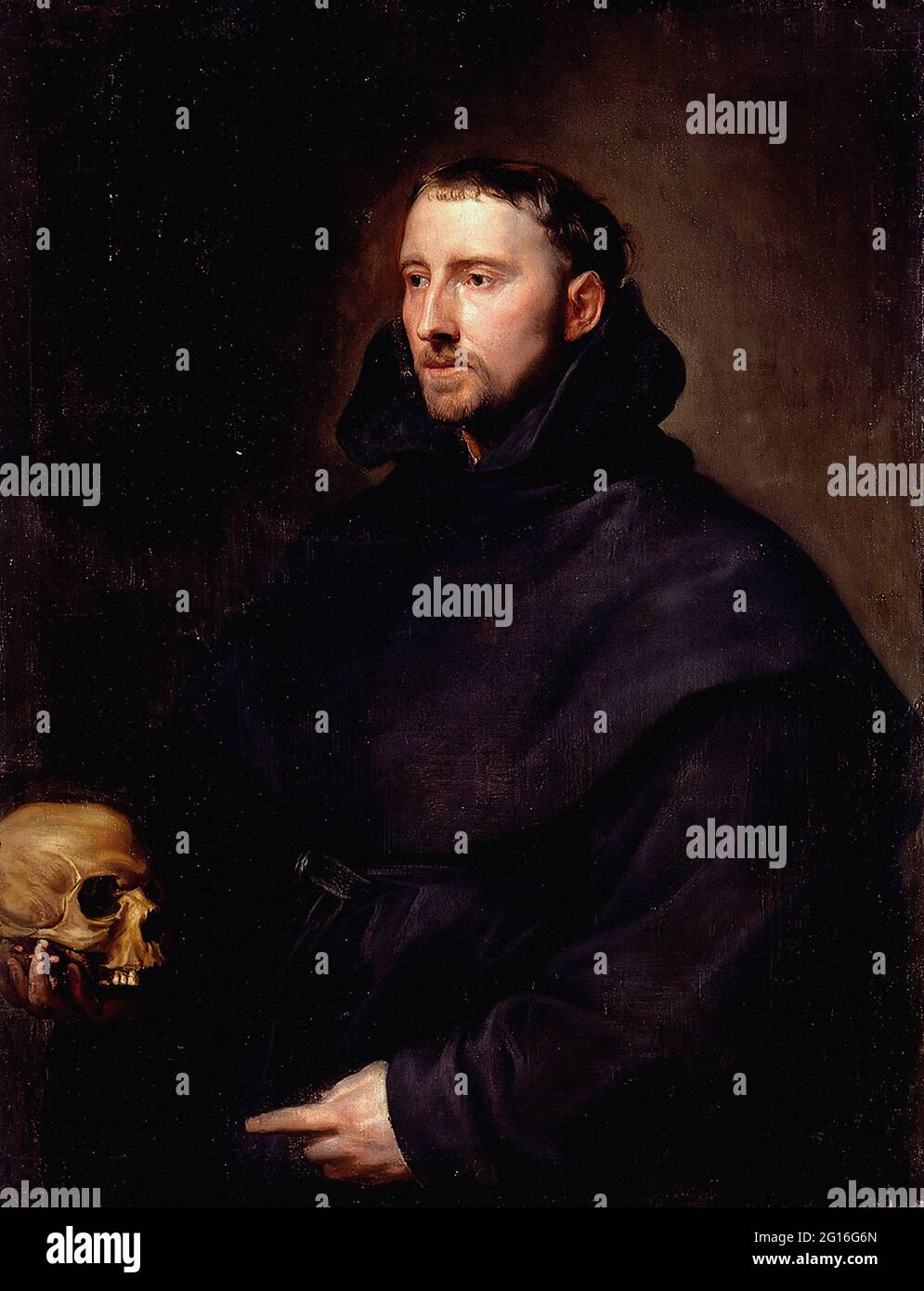 Anton Van Dyck - Portrait Monk Benedictine Order Skull 16 Stock Photo ...