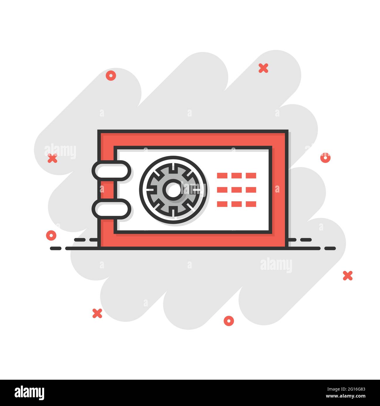 Safe money icon in comic style. Strongbox cartoon vector illustration ...