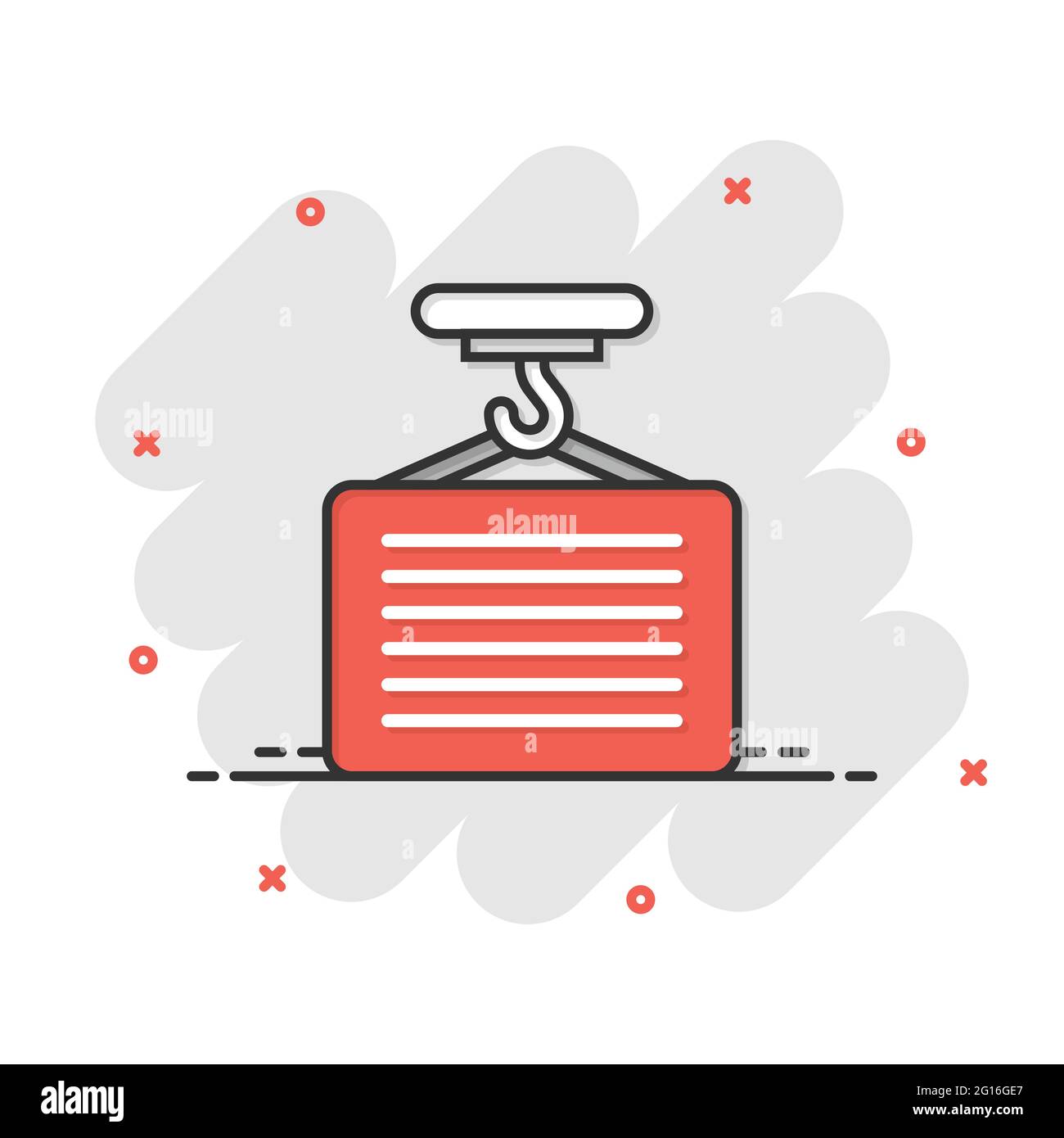 Container icon in comic style. Delivery cargo cartoon vector ...