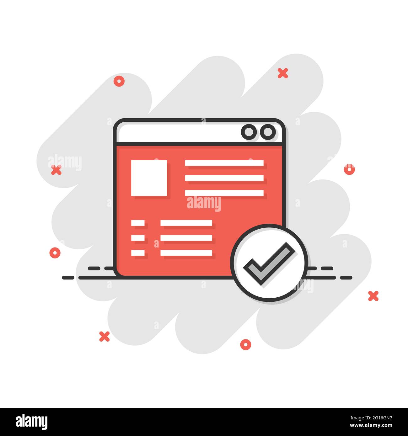 Approve certificate icon in comic style. Document check mark cartoon ...