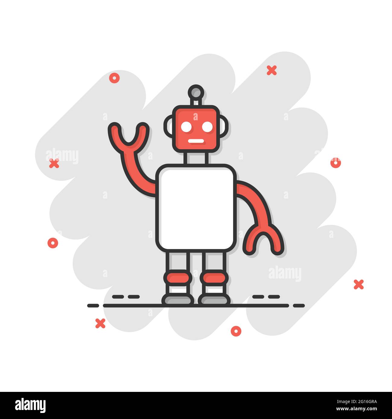 Cute robot chatbot icon in comic style. Bot operator cartoon vector ...