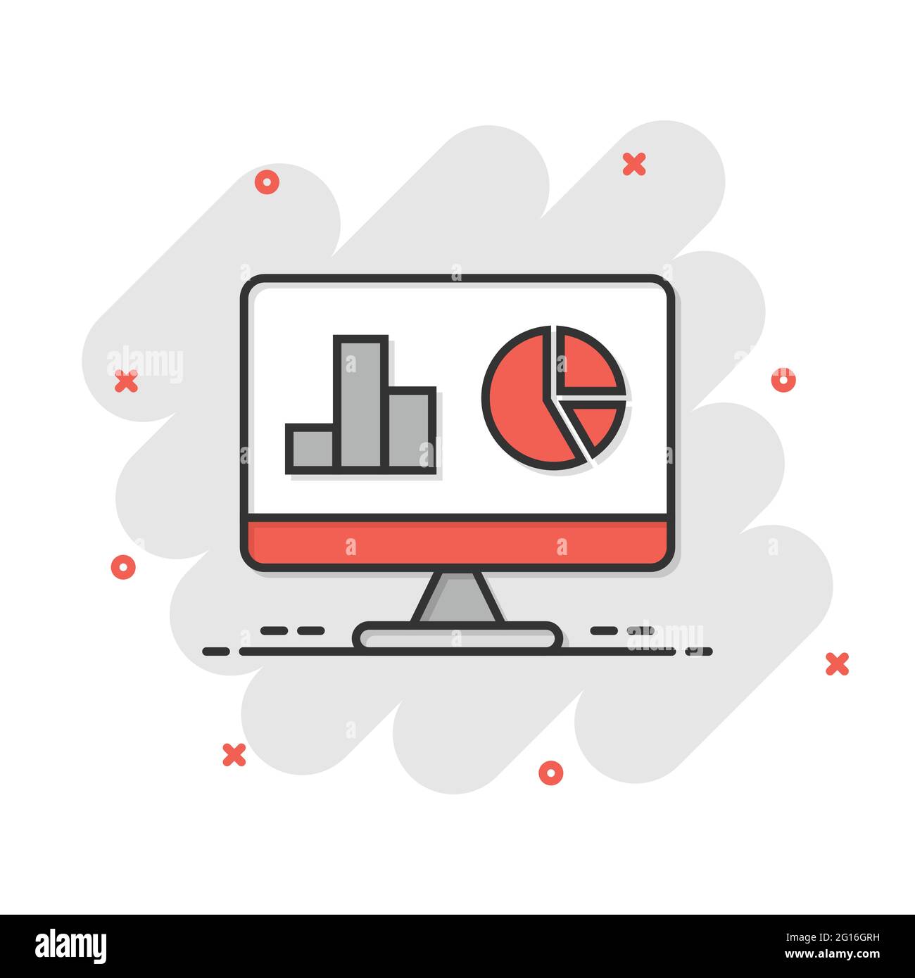 Website analytics icon in comic style. SEO data cartoon vector ...