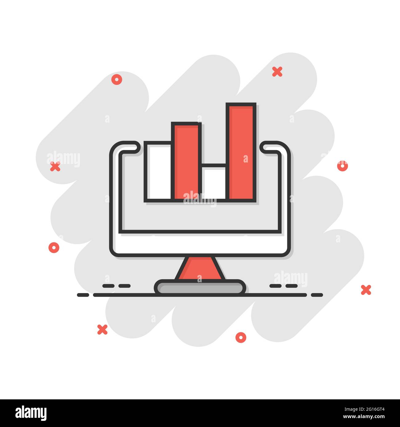 Website analytics icon in comic style. SEO data cartoon vector ...