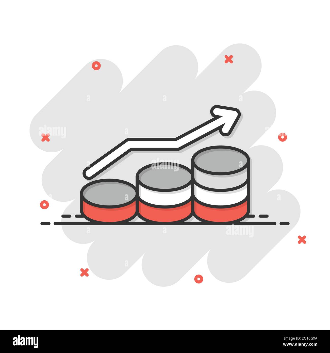 Income rate increase icon in comic style. Finance performance cartoon ...