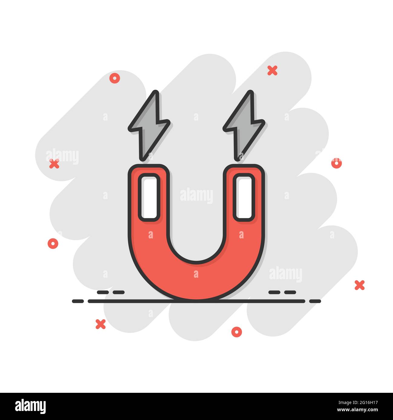 Magnet icon in comic style. Attract cartoon vector illustration on ...