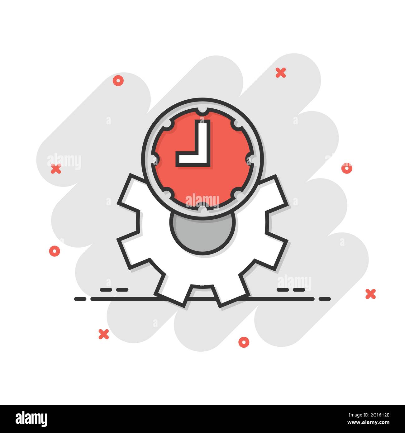 Improvement icon in comic style. Gear project cartoon vector ...