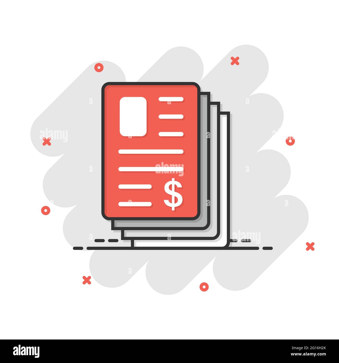 Financial statement icon in comic style. Document cartoon vector ...