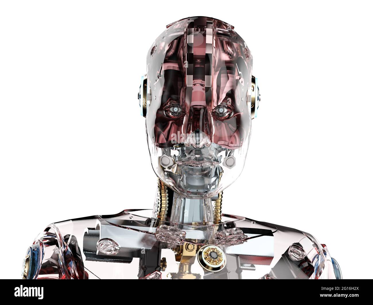 3d rendering ai robot with glassy red skin isolated on white Stock ...
