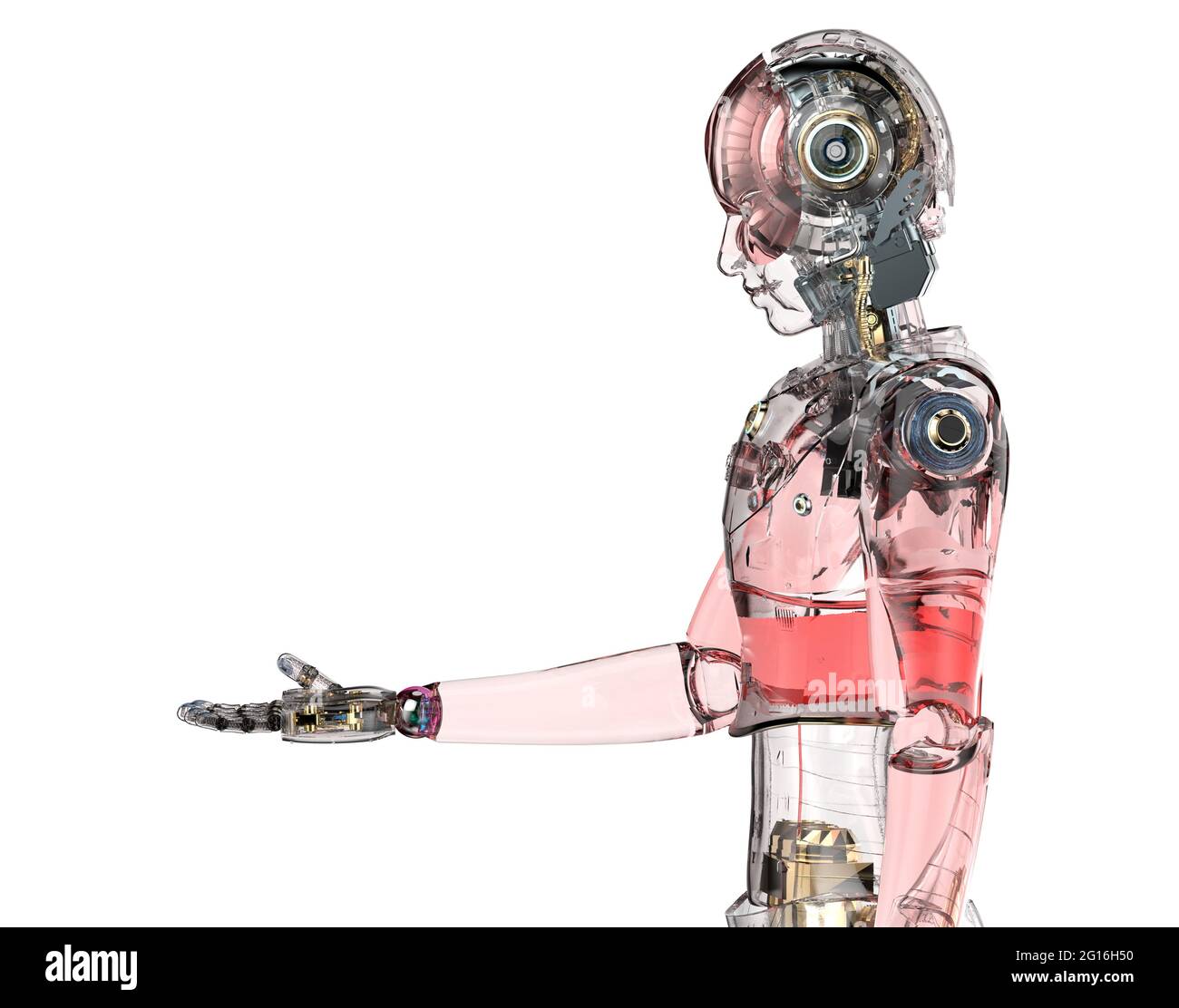 3d rendering ai robot with glassy red skin isolated on white Stock ...