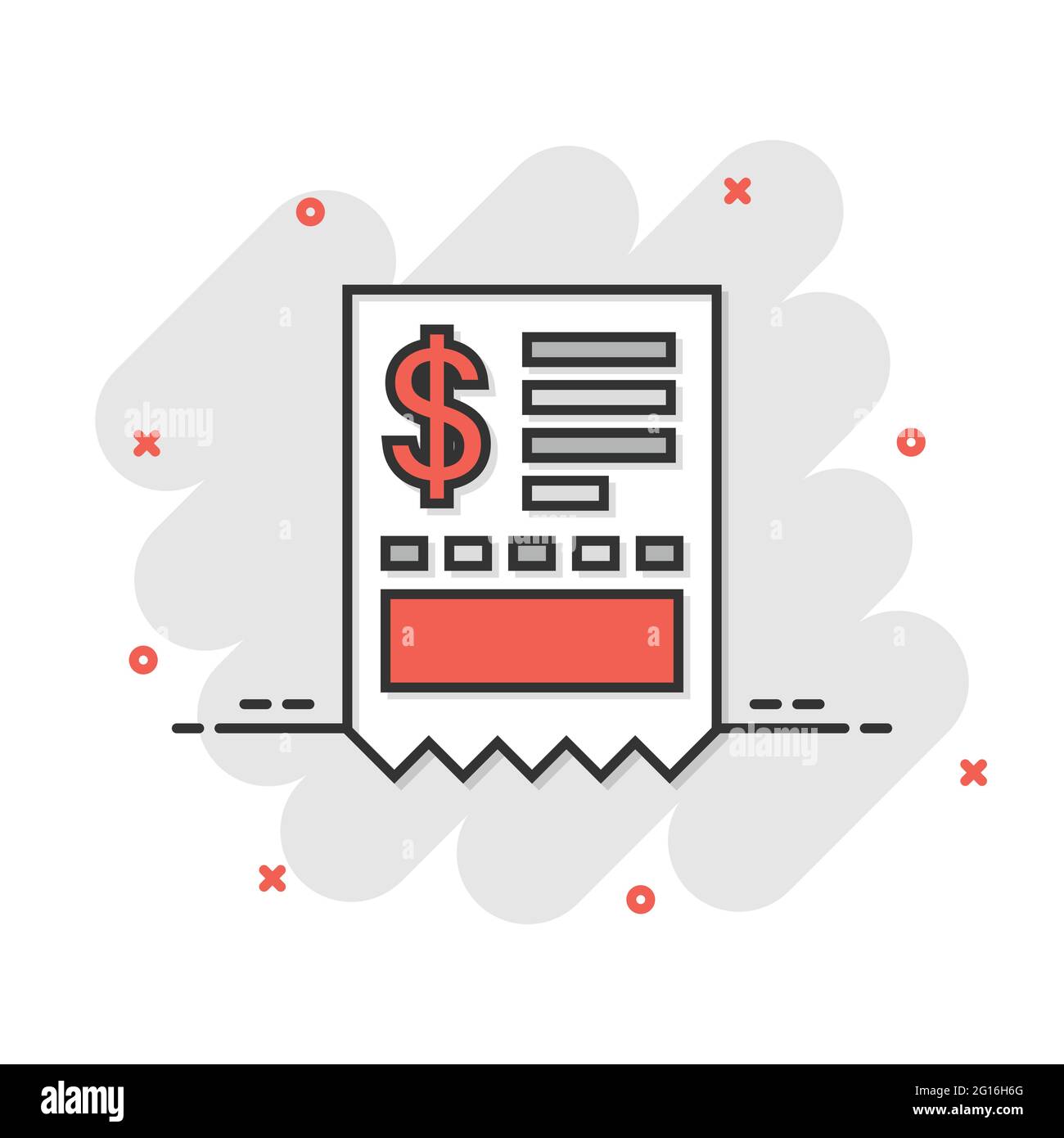 Money check icon in comic style. Checkbook cartoon vector illustration ...