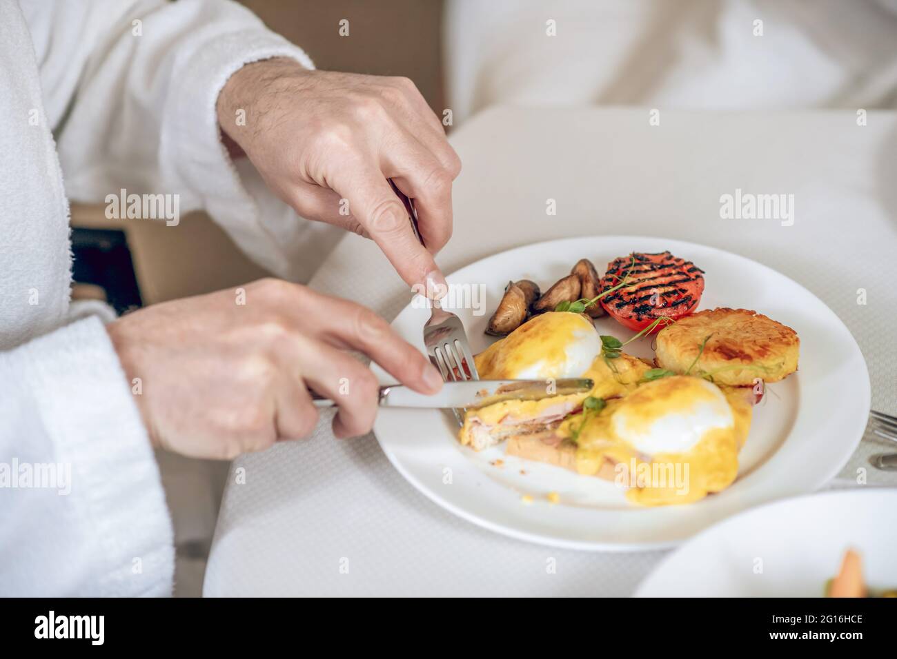Two people having a healthy nice breakfast together Stock Photo - Alamy