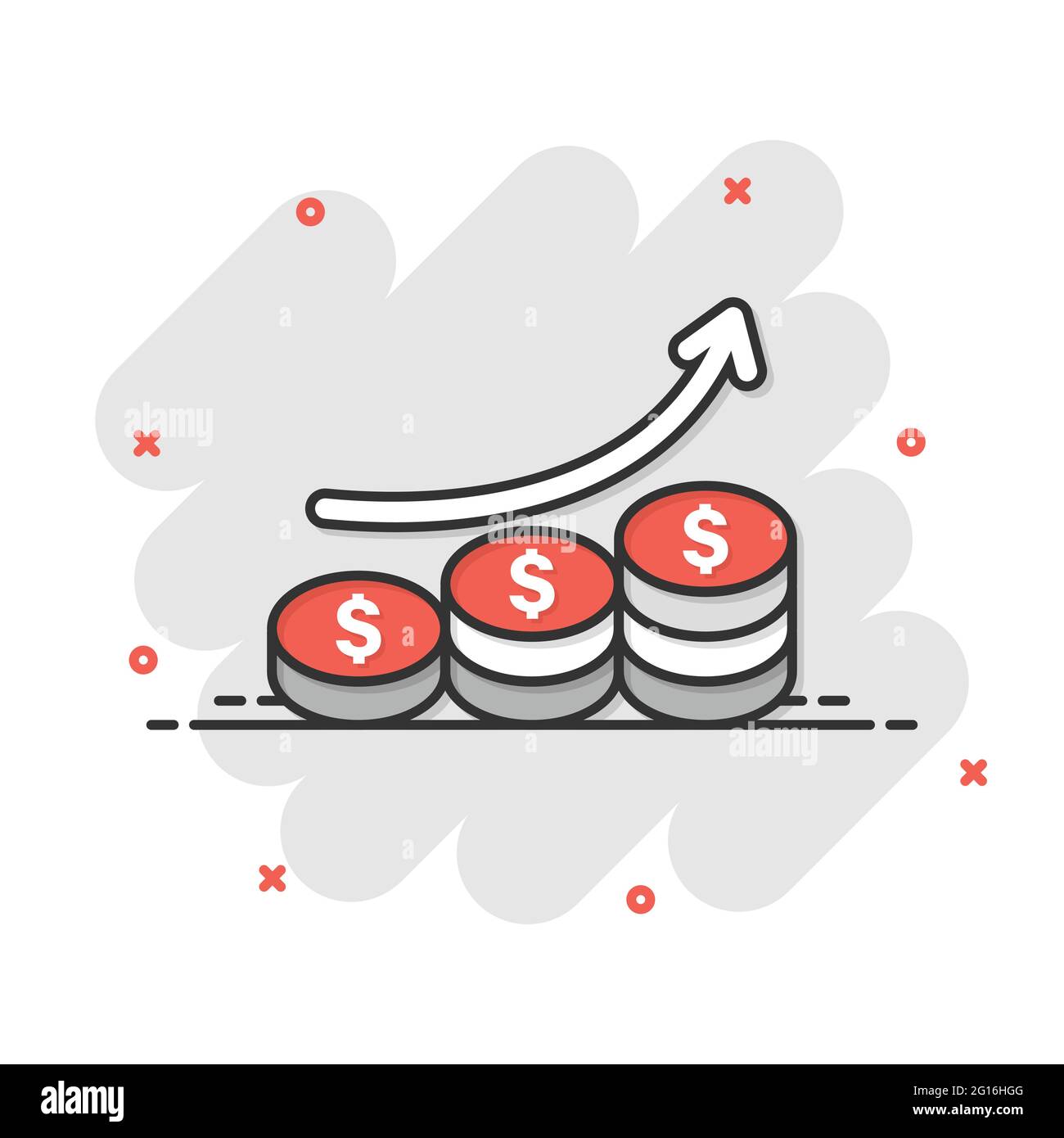 Income rate increase icon in comic style. Finance performance cartoon ...