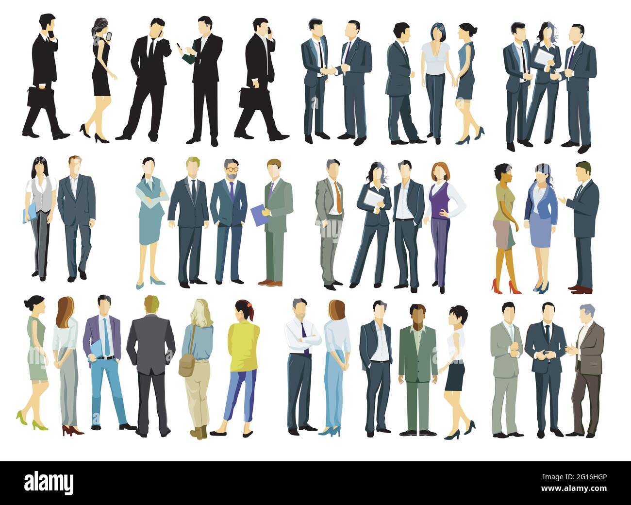 Large Group Of People Stand Together Illustration Stock Vector Image