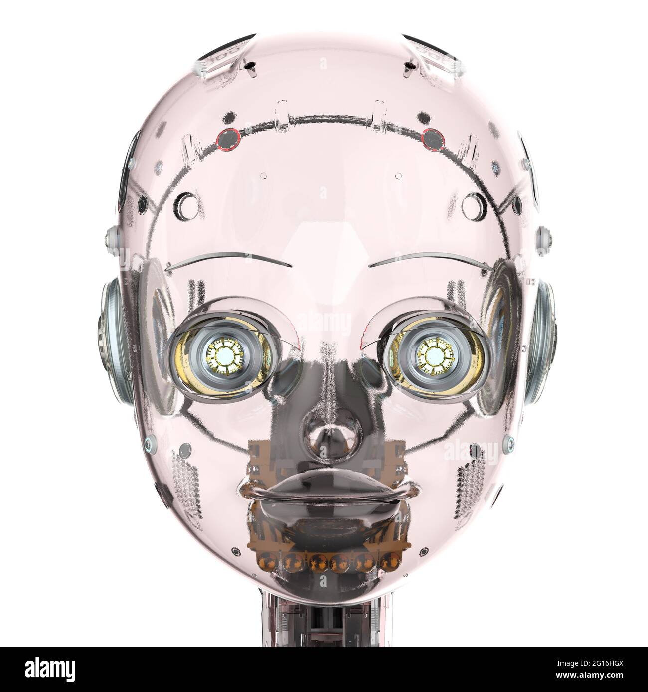 3d rendering ai robot with glassy red skin isolated on white Stock ...
