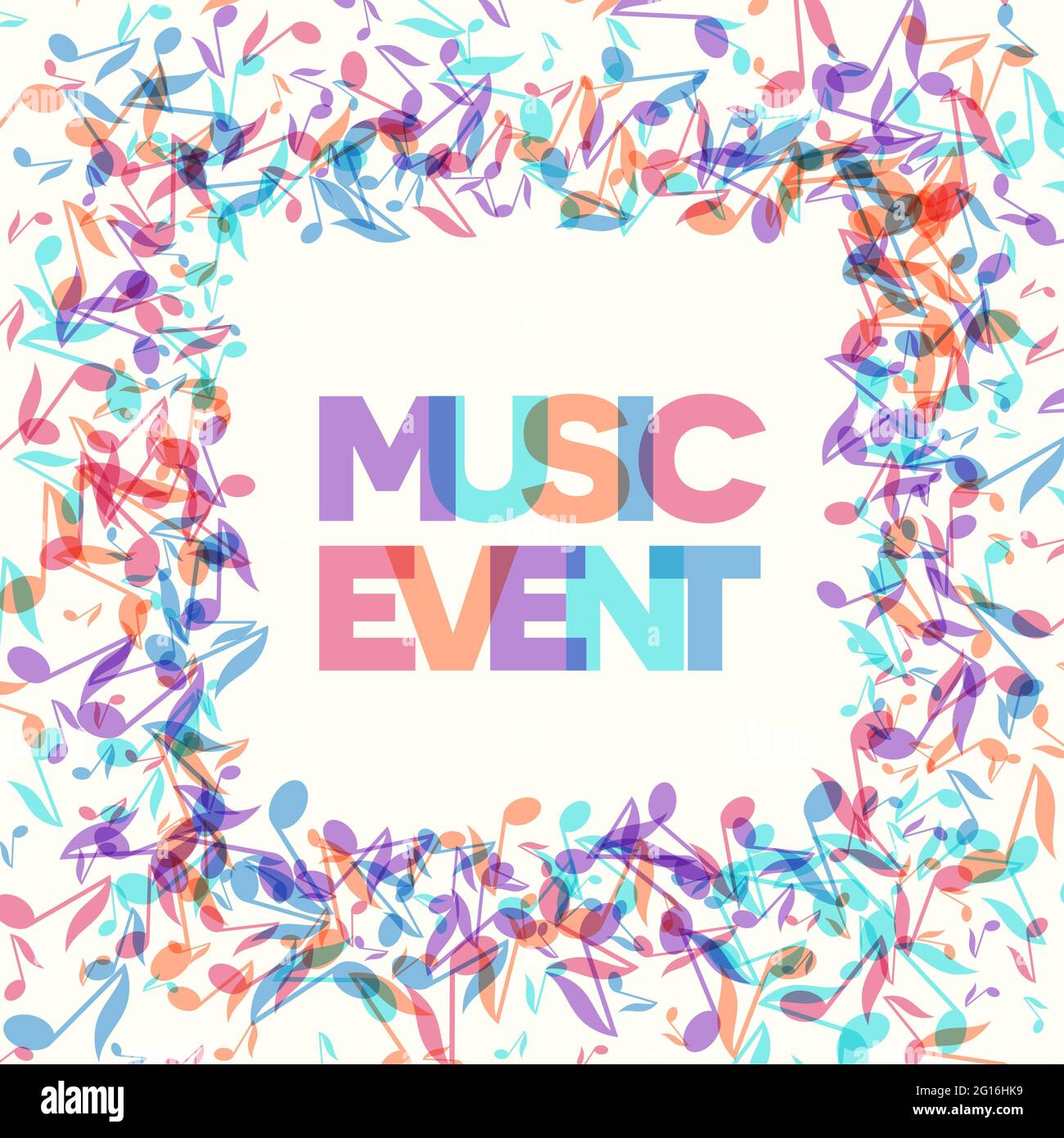 Colorful Music Event notes background. Random colored music festival ...
