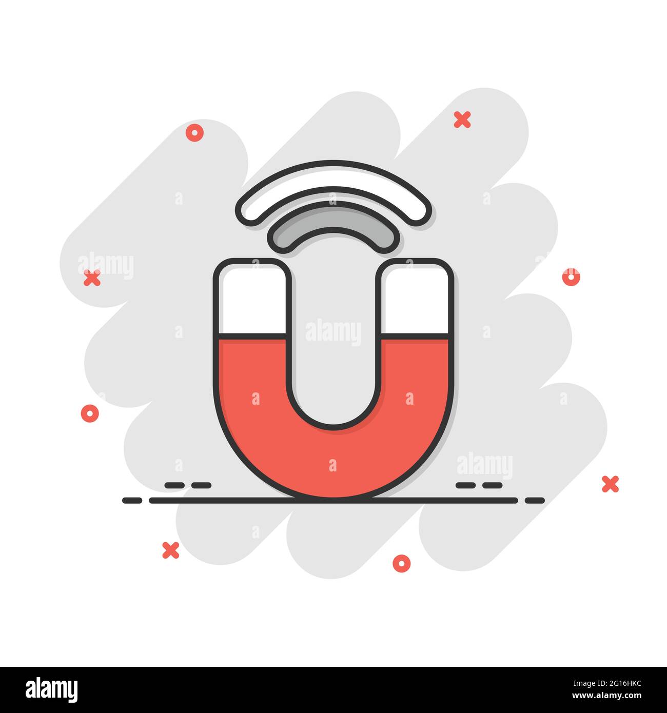 Magnet icon in comic style. Attract cartoon vector illustration on ...