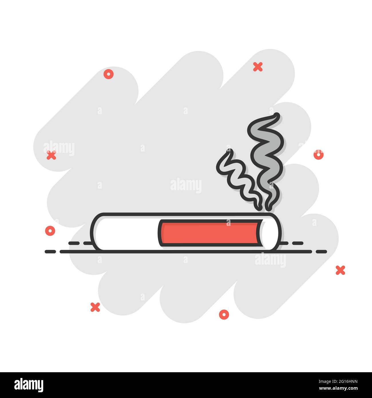 Cigarette icon in comic style. Smoke cartoon vector illustration on ...
