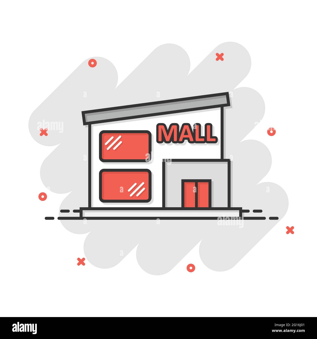 Mall icon in comic style. Store cartoon vector illustration on white ...