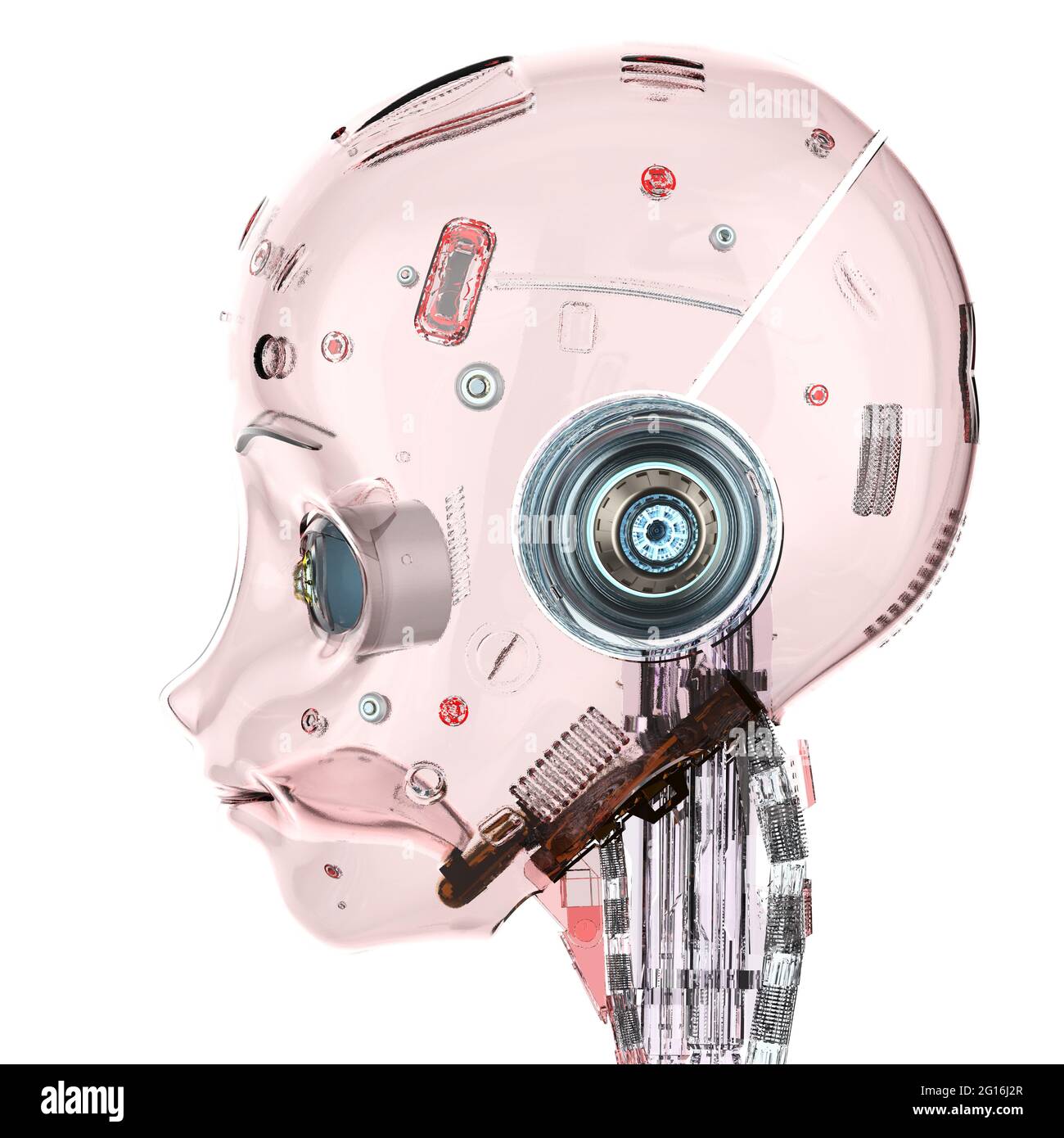 3d rendering ai robot with glassy red skin isolated on white Stock ...