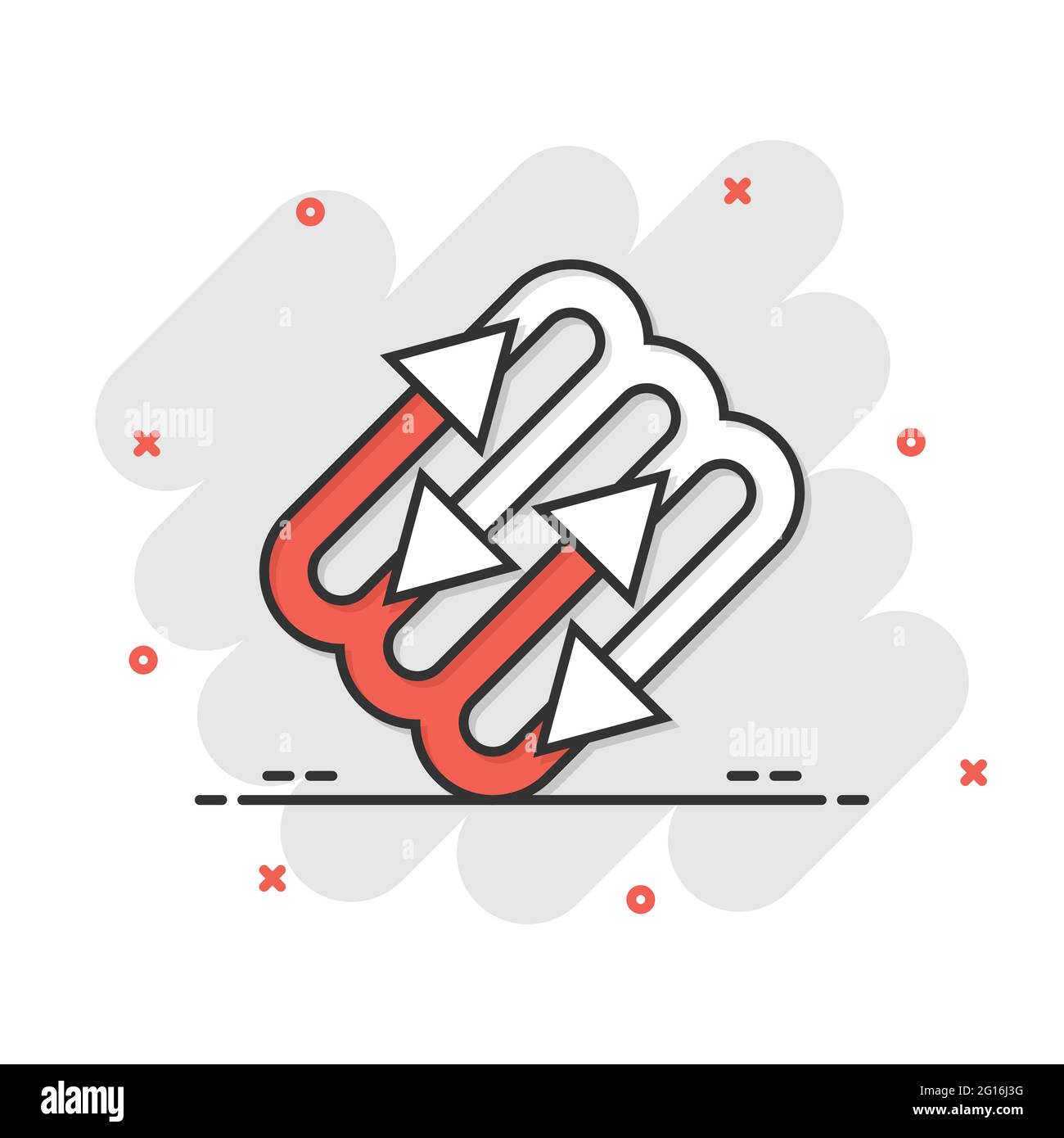 Arrow growth icon in comic style. Evolution cartoon vector illustration ...