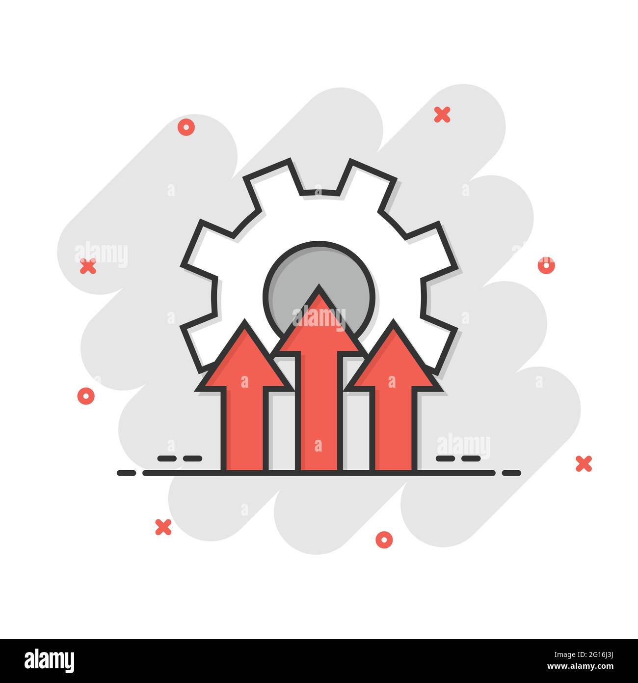 Improvement icon in comic style. Gear project cartoon vector ...