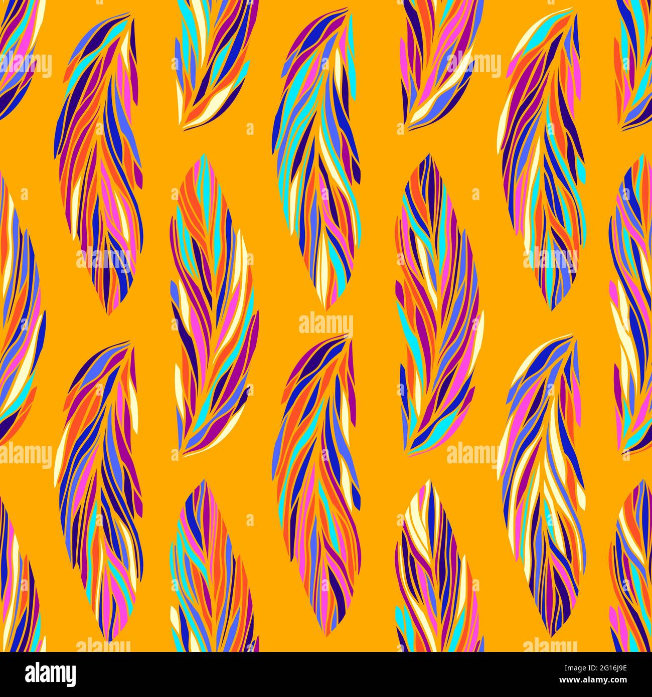Colorful exotic tropical bird feathers, seamless vector pattern ...