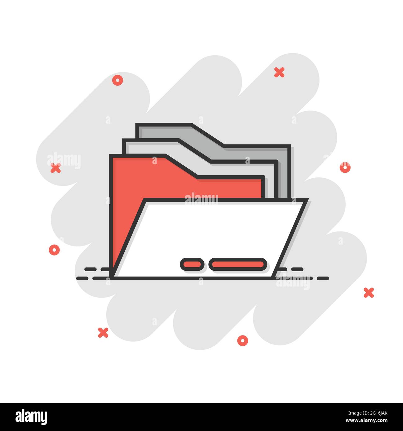File folder icon in comic style. Documents archive cartoon vector ...