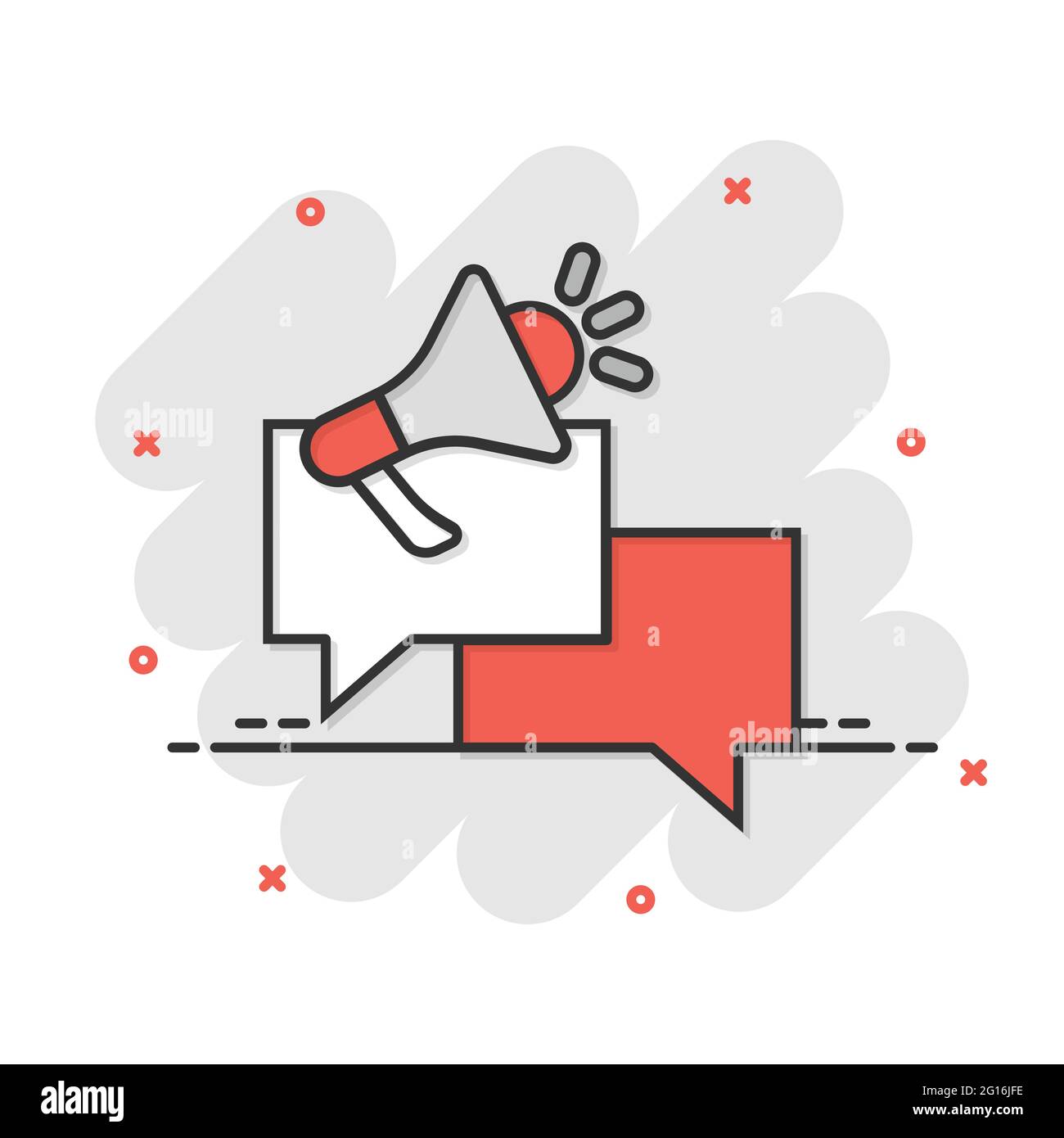 Speech bubble with megaphone icon in comic style. Dialogue box cartoon ...