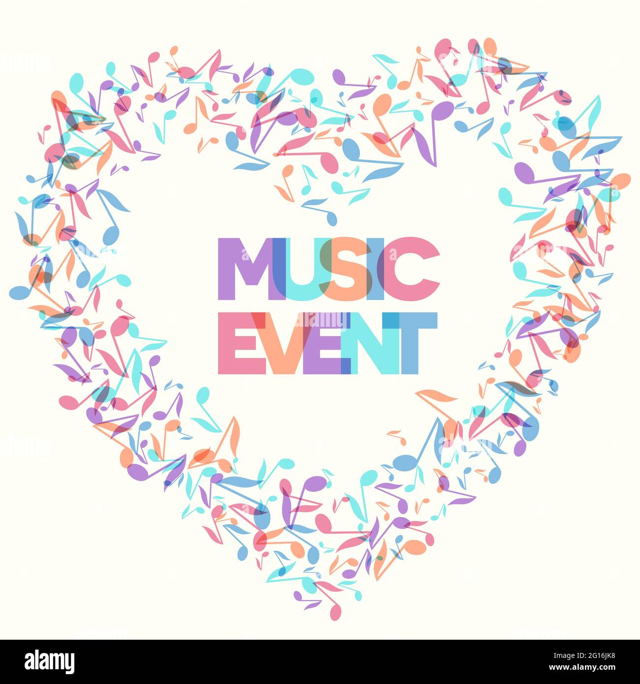 Colorful Music Event notes background. Random colored music festival ...