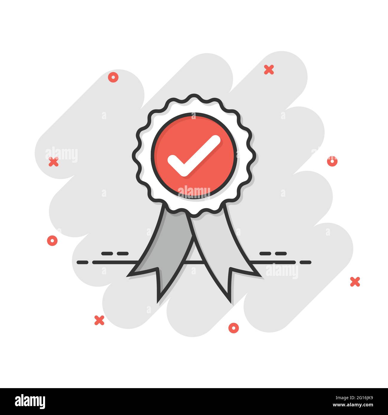Check mark sign icon in comic style. Confirm button cartoon vector ...