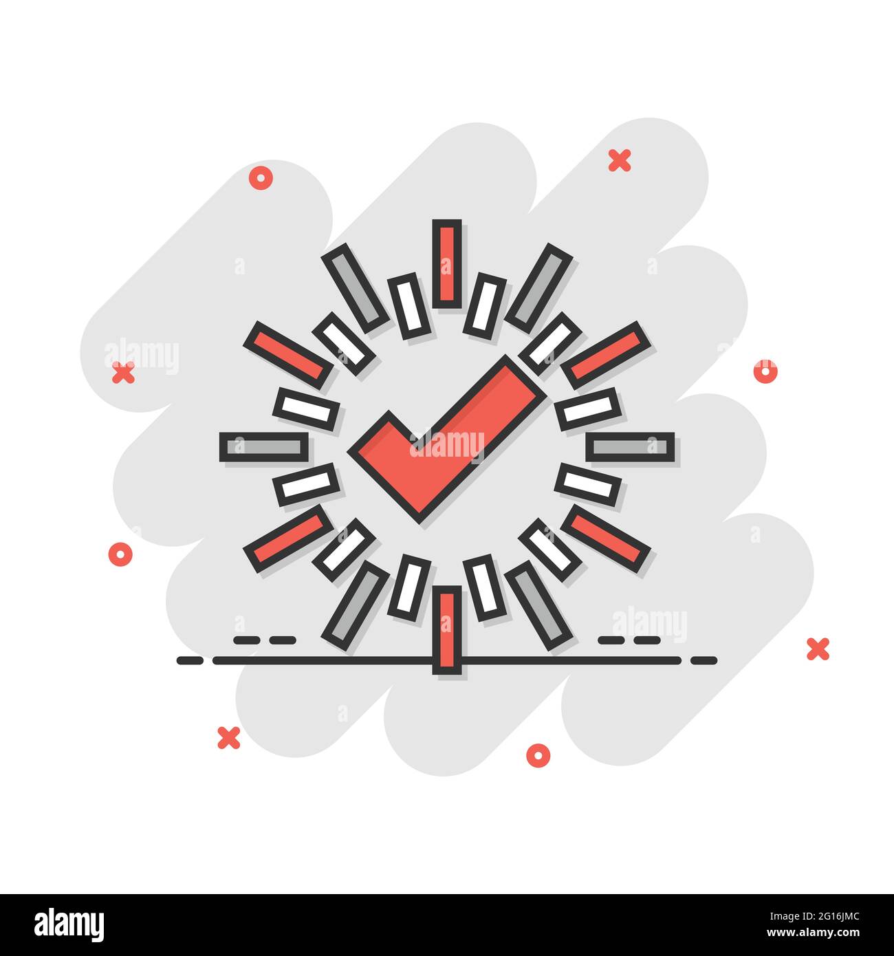 Check mark sign icon in comic style. Confirm button cartoon vector ...