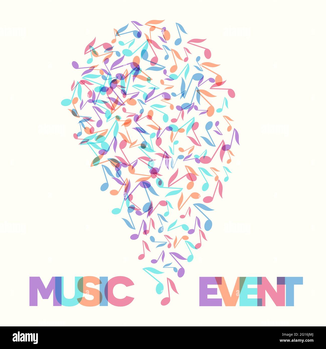 Colorful Music Event notes background. Random colored music festival ...
