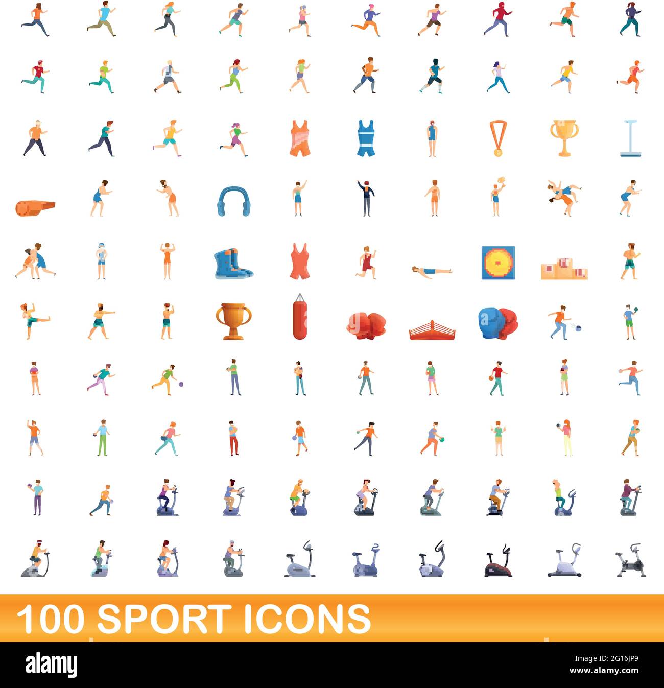 100 sport icons set. Cartoon illustration of 100 sport icons vector set ...